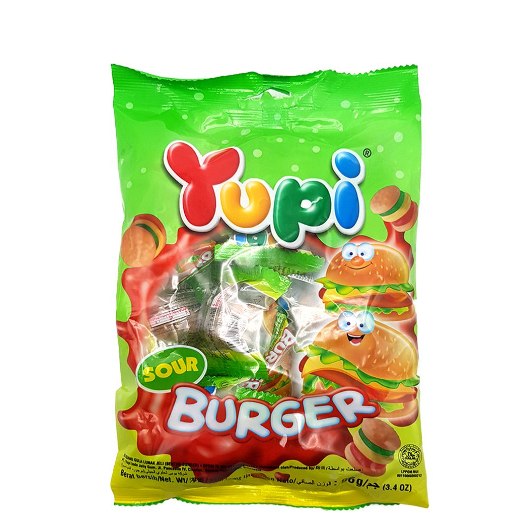 YUPI SOUR MINI BURGER GUMMY 96G